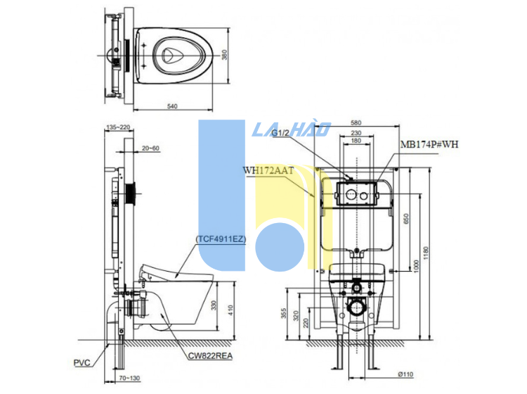 Bồn Cầu TOTO CW822REA/MB174P#WH/WH172AAT/TCF4911EZ Nắp Điện Tử Treo Tường